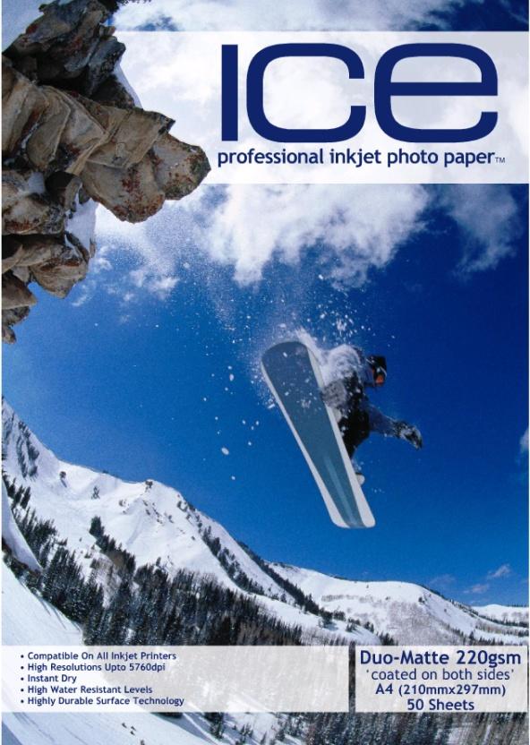 ICE A4 Matte Double Sided Photo Paper 220gsm (50 Pack) www.cvbmedia.co.uk