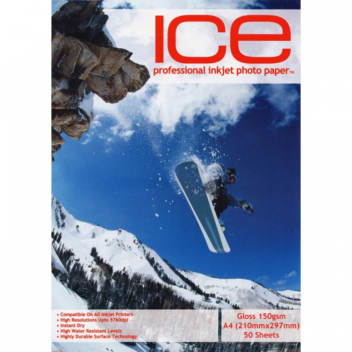 ICE A4 150gsm Pro Gloss Photo Paper (50 Pack) www.cvbmedia.co.uk