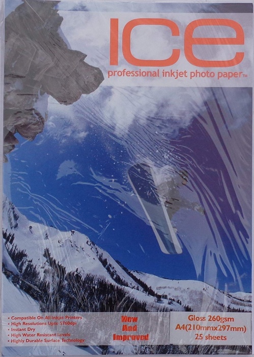 ICE A4 Premium Gloss Photo Paper/Card 260gsm (25 Pack) www.cvbmedia.co.uk